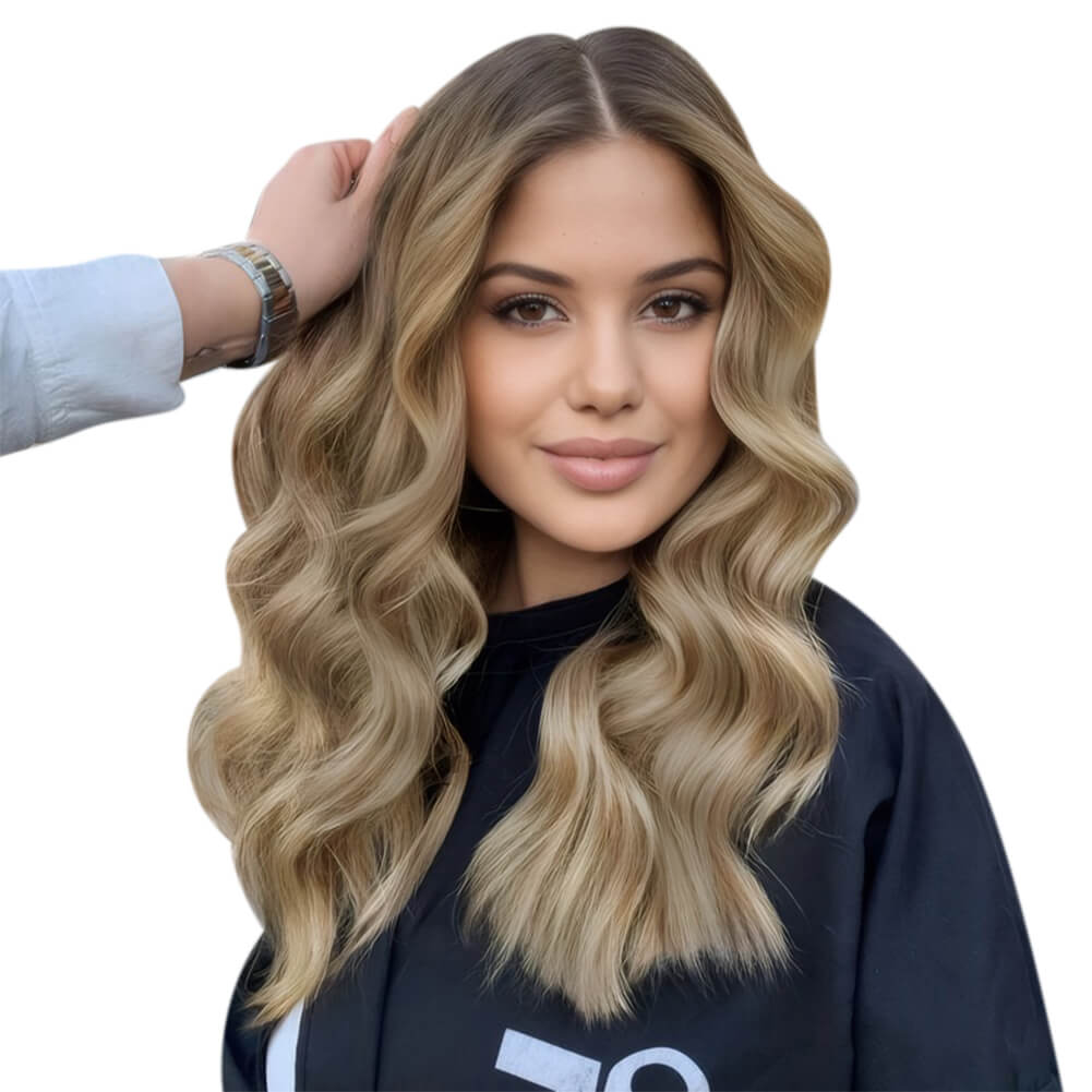 Sew in Hair Extensions Hybrid Weft Human Hair Beach Wave Hair #5/7/20