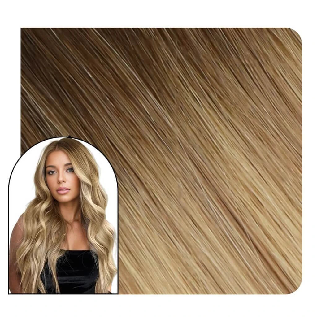 Seamless Inject Tape in Extensions Virgin Human Hair Balayage #3/8/22