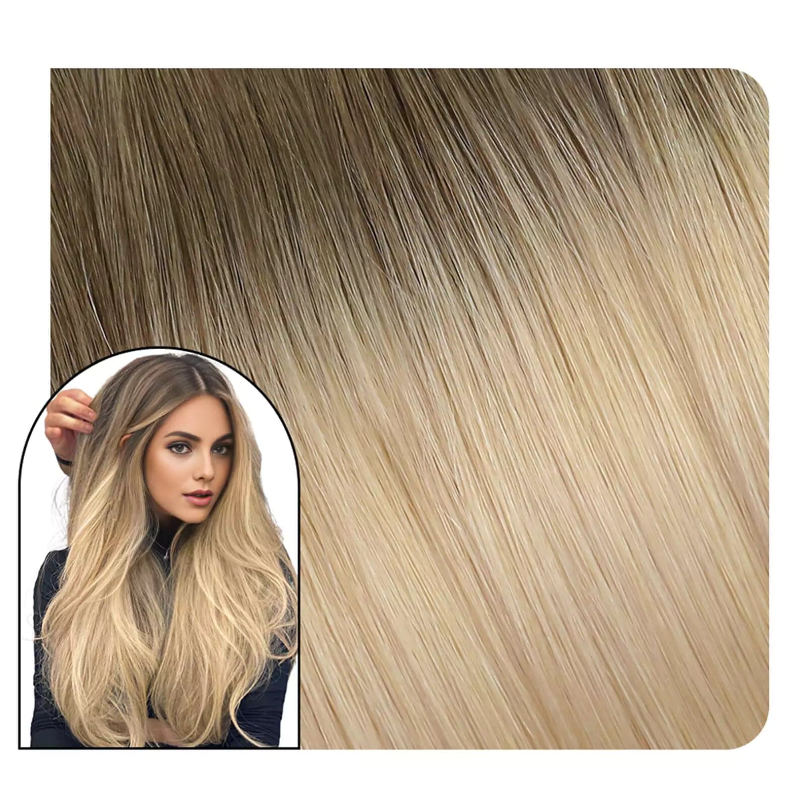 Hybrid Weft Extensions Full Cuticle Virgin Human Hair Weft Ombre #AB