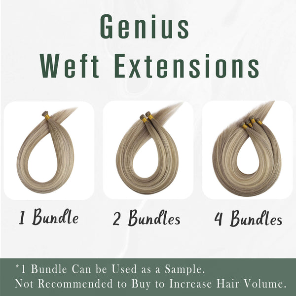 Human Hair Weave Hybrid Weft Extensions Highlight Ash Blonde #P18/613