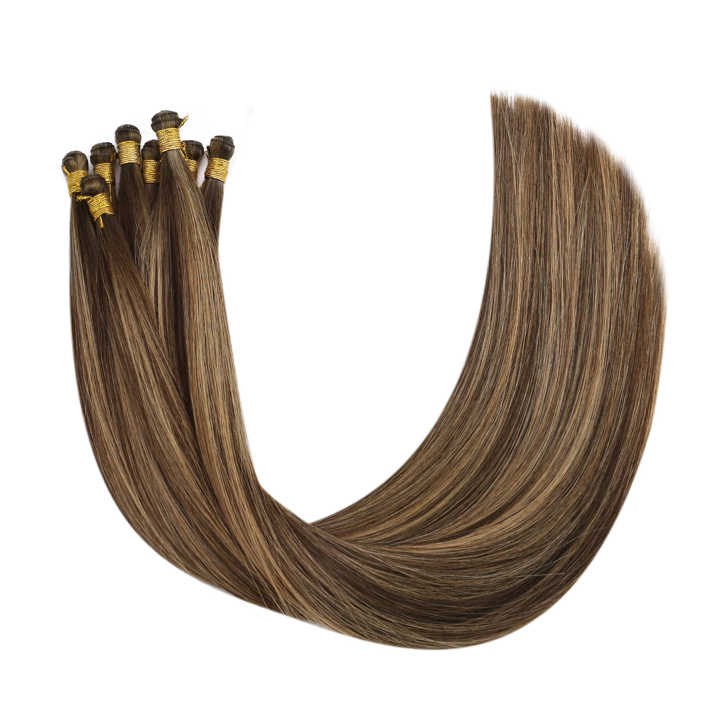 Balayage Hand Tied Weft Extensions Virgin Human Hair #BM