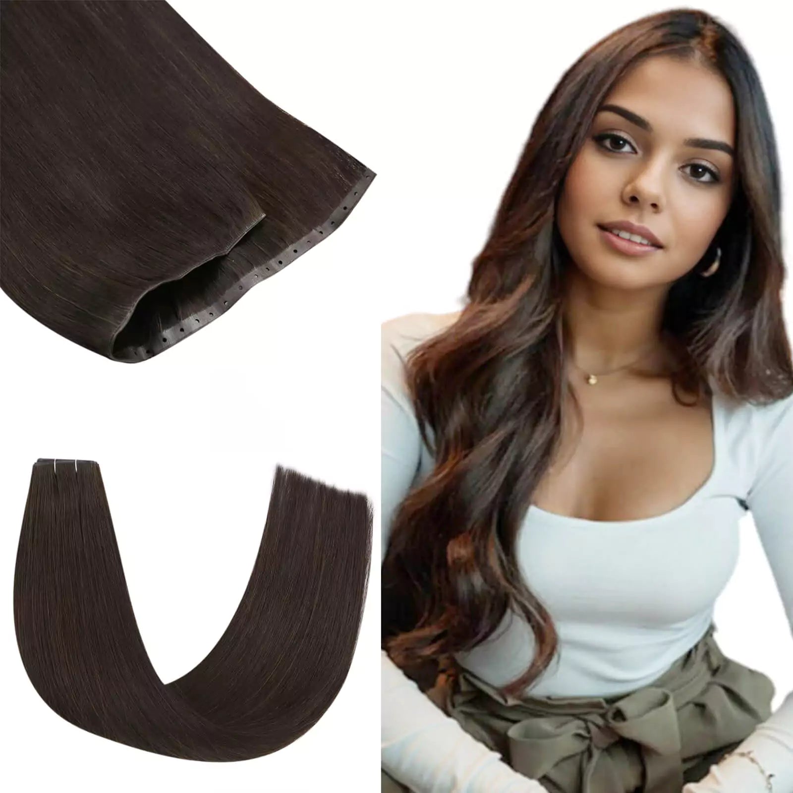 Seamless Injected PU Butterfly Weft Extensions Virgin Human Hair #2