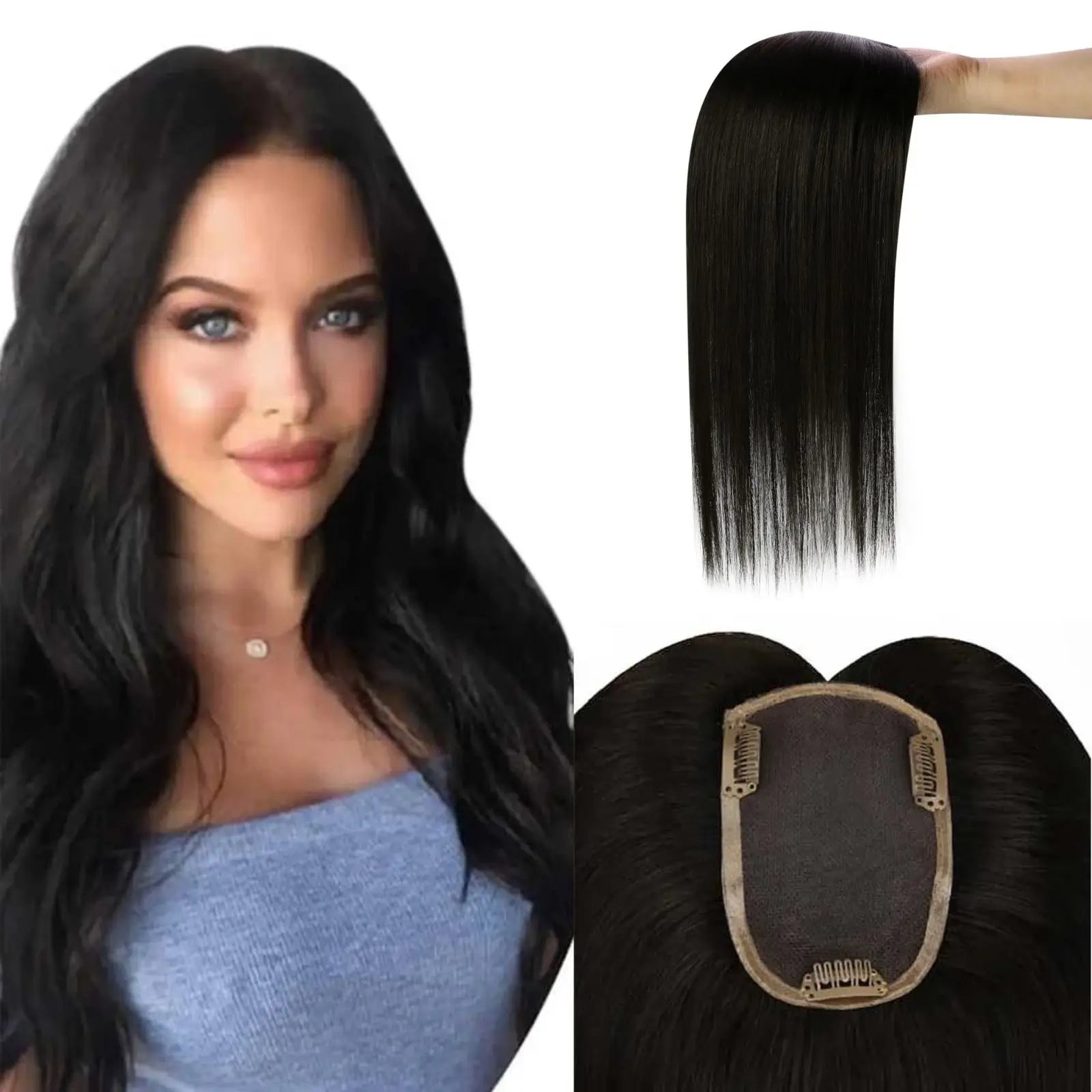 Medium Base Hairpiece Real Human Hair Extensions