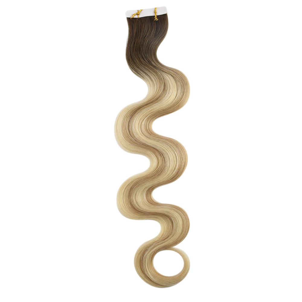 Invisible Wave Tape in Hair Extensions Virgin Human Hair #2/18/22