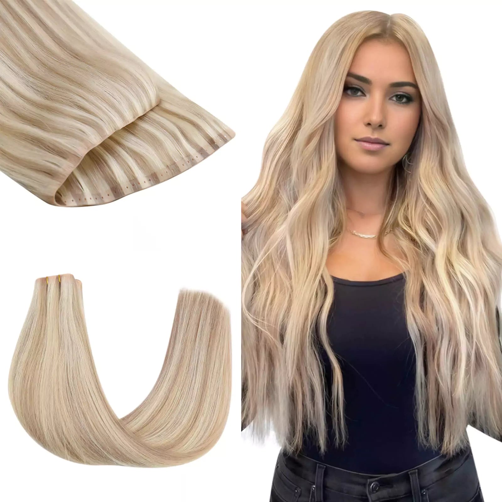 Pu Skin Weft With Holes Injection Hair Extensions Highlight #P18/613