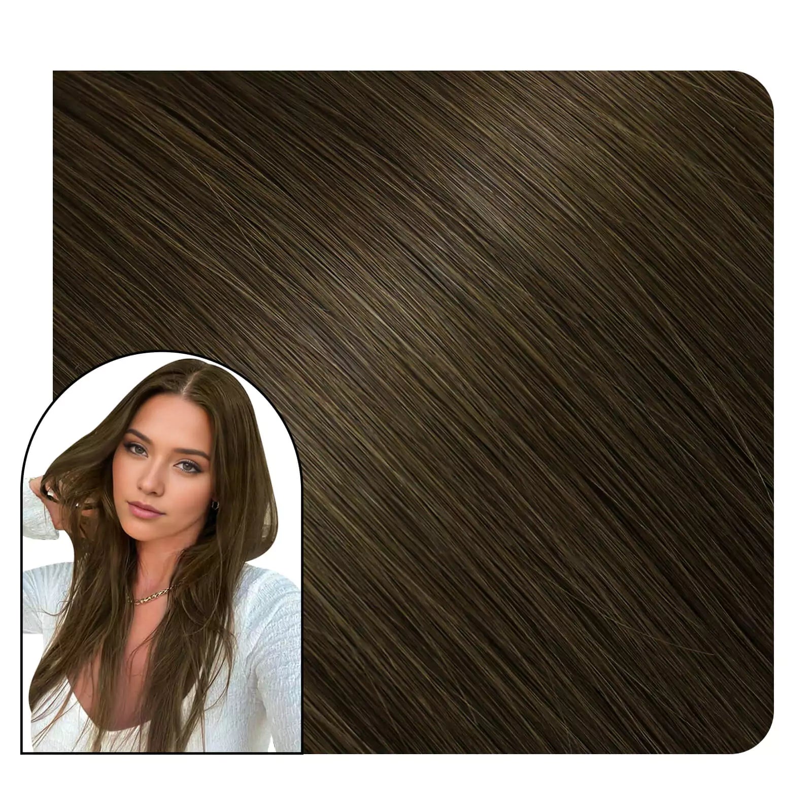 Virgin Hair Weave Style Sew in Hybrid Weft Extensions Dark Brown #4