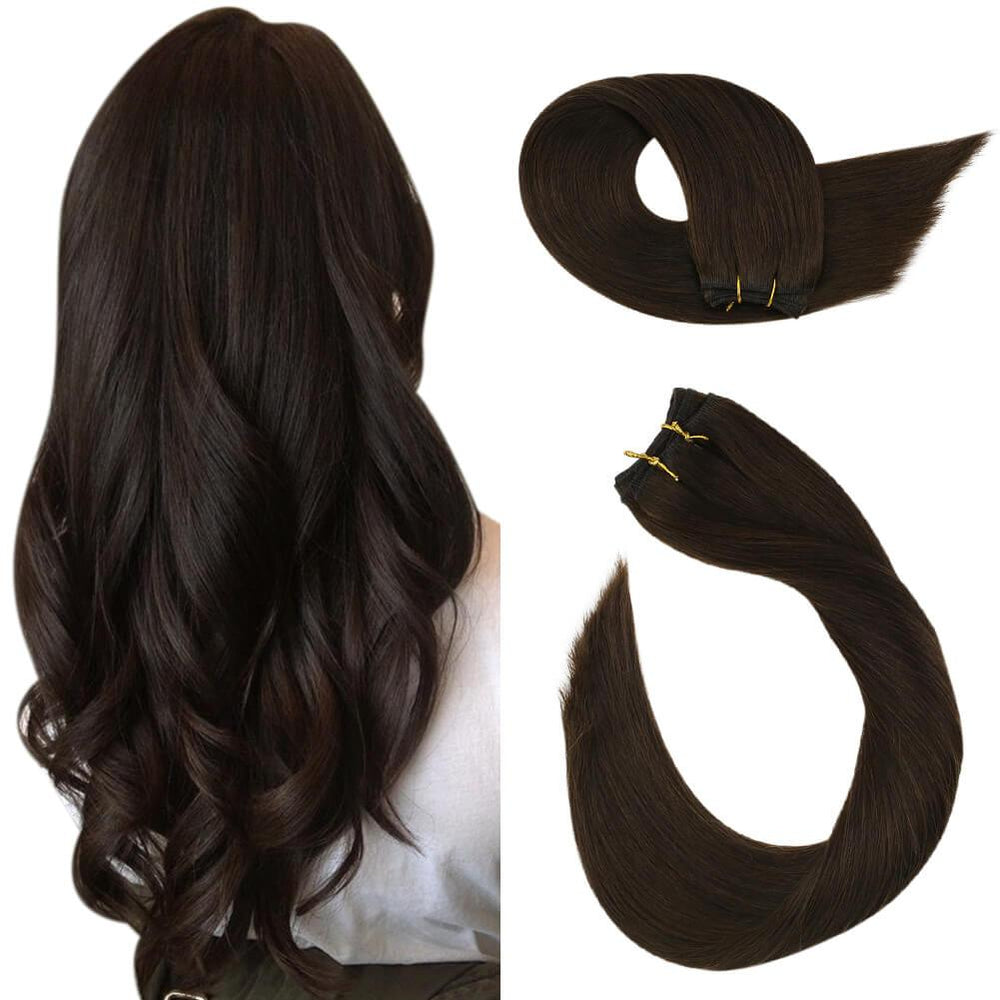 Hair Weave Style Sew in Darkest Brown Color Remy Human Hair Weft #2