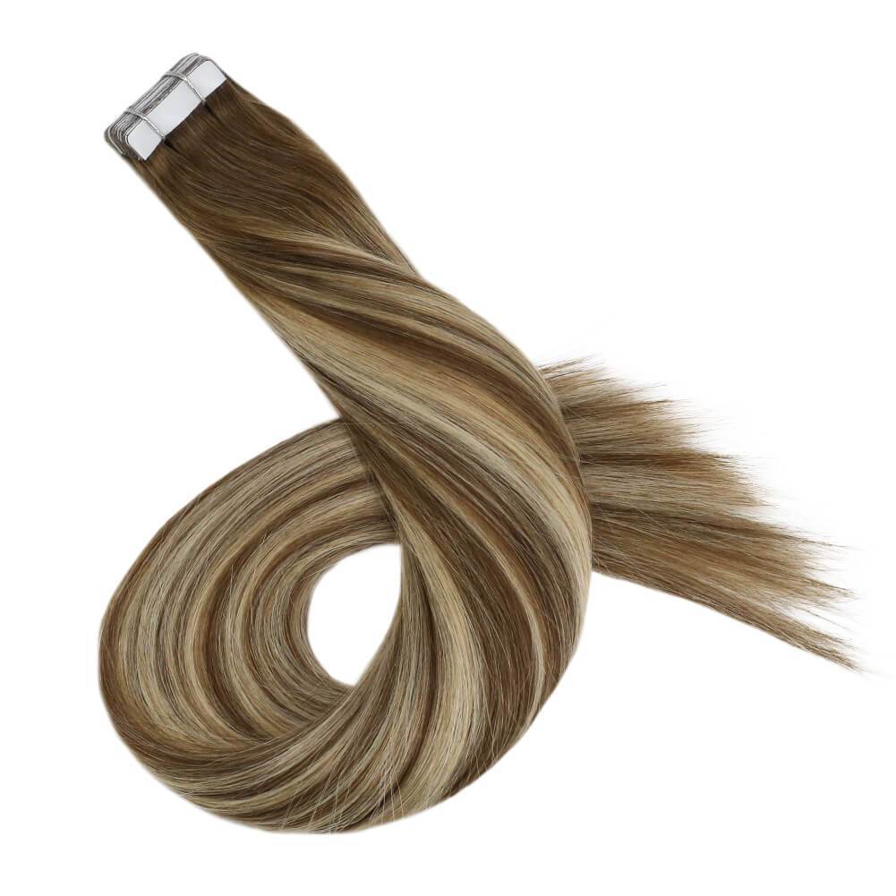 Human Hair Tape in Extensions Balayage Color Ombre Adhesive Hair 8/22/8 ...