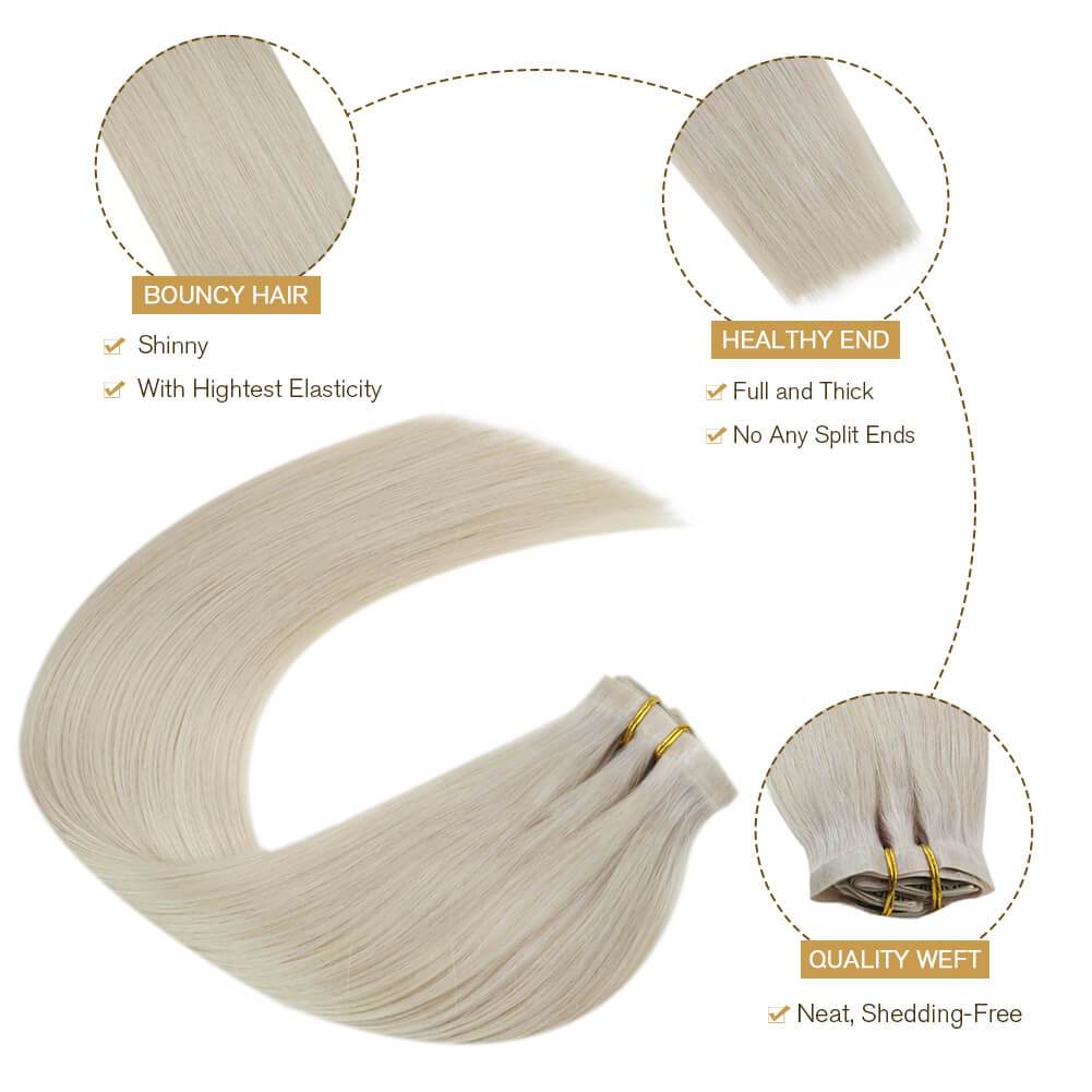 Whitest Blonde Clip in Hair Extensions Full Head Extensions #1000 ...