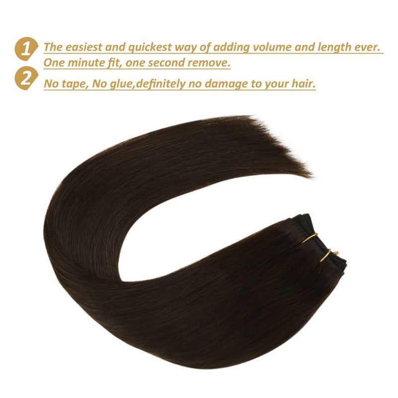 Hair Weave Style Sew in Darkest Brown Color Remy Human Hair Weft #2 ...