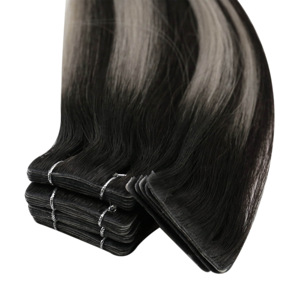 Seamless Injection Tape in Hair Extensions Virgin Human Hair #1B/Silver/1B